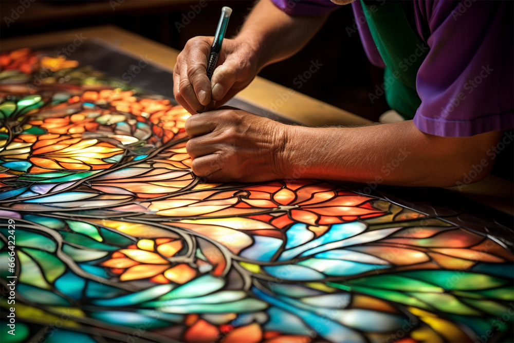 Photo & Art Print Various stages of working with stained glass, Margo_Alexa