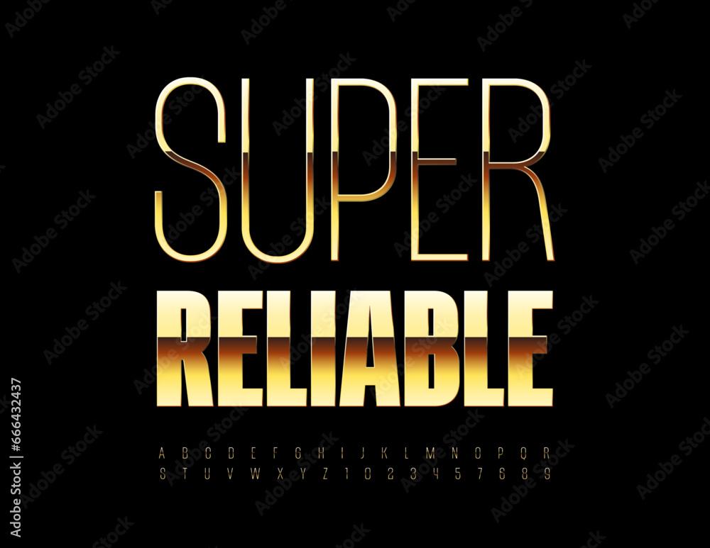 Vector quality logo Super Reliable. Modern Gold Font. Premium Alphabet ...