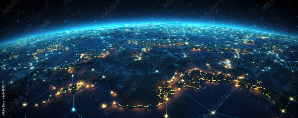Map grid connection of the planet earth. Global network design ...