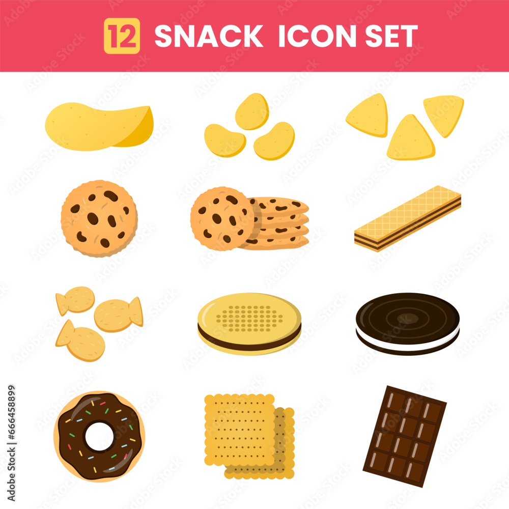 Collection of Icons for Various Kinds of Snacks Stock Vector | Adobe Stock