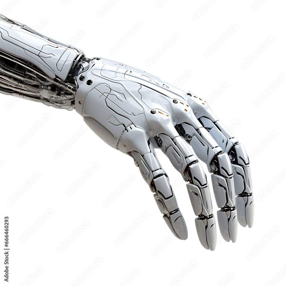 Artificial Intelligence Robotic Arm Isolated on Transparent or White ...