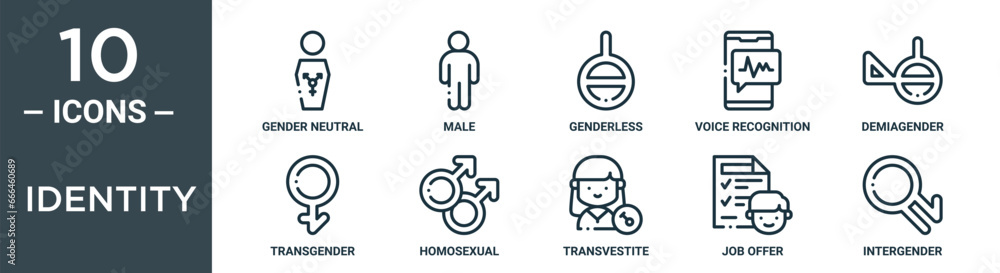 Vetor de identity outline icon set includes thin line gender neutral ...