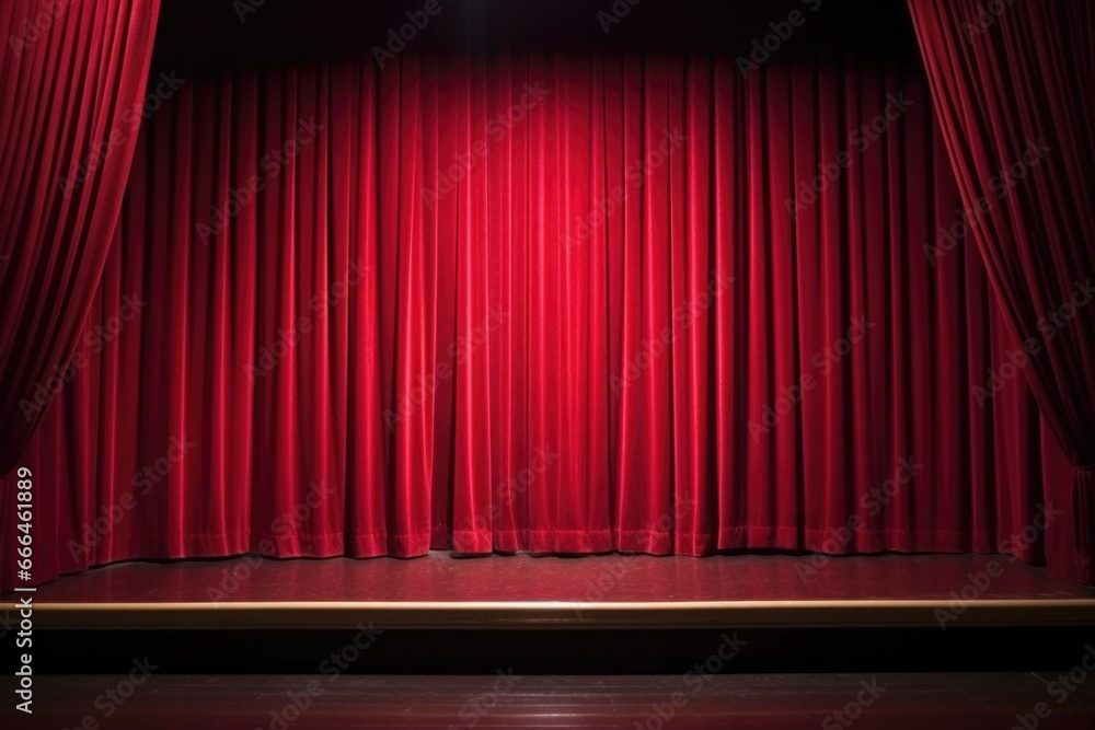 closed red curtain on a stage with spotlight illumination Stock Photo ...