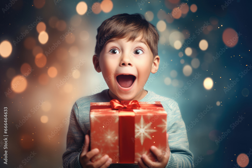 Surprise and Wonder: Child with wide eyes and open mouth, looking at a ...