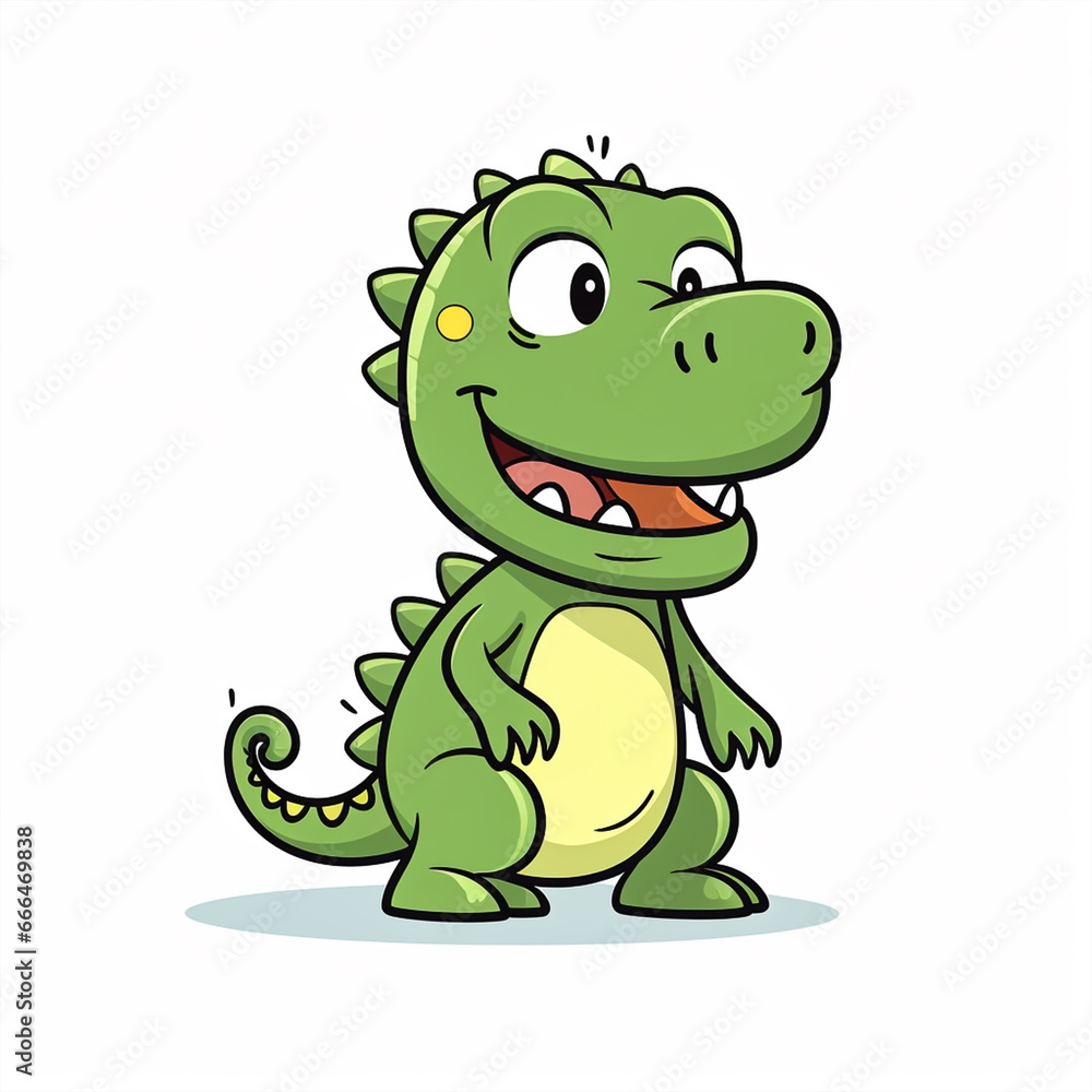 2d cute cartoon crocodile animal, 2d cartoon with sharp outlines on ...