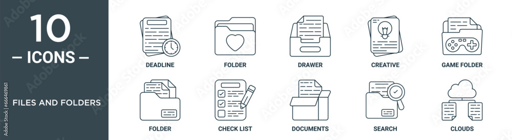 files and folders outline icon set includes thin line deadline, folder ...