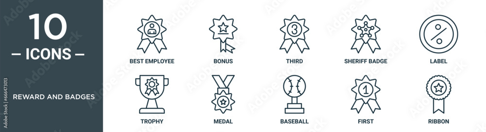 reward and badges outline icon set includes thin line best employee ...