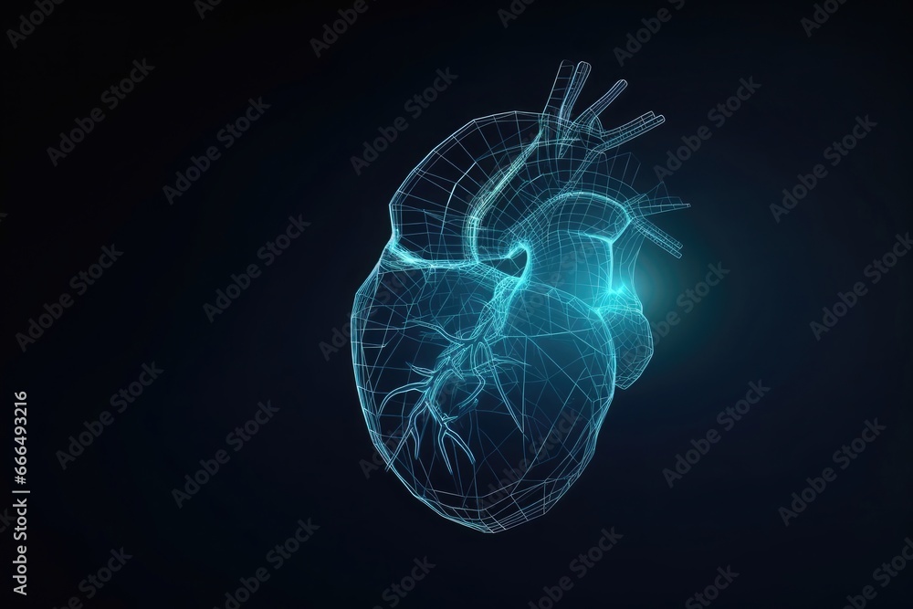 Abstract heart wireframe blue concept Background images of science ...