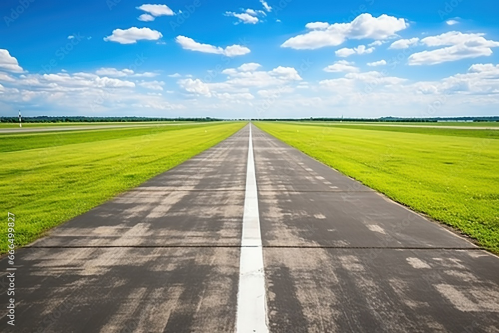 Airport grass runway, airport runway on a sunny day, aerodrome, runway ...