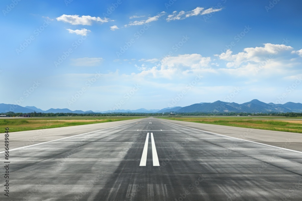 Airport grass runway, airport runway on a sunny day, aerodrome, runway ...