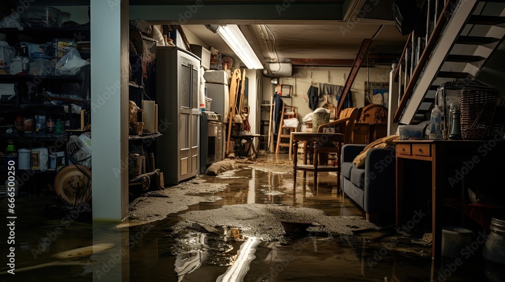 Foto de Basement Despair: Show a home's flooded basement with ...