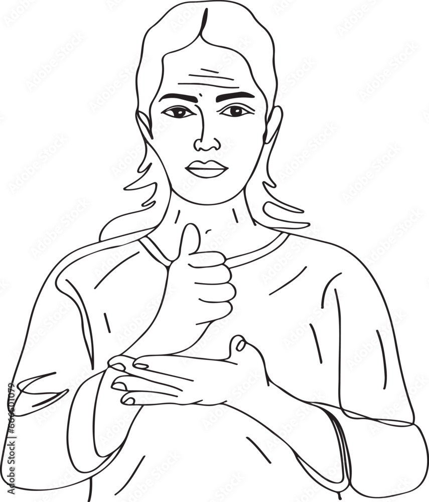 Vetor de Vector Graphic of Women Using Sign Language Gestures, Cartoon ...