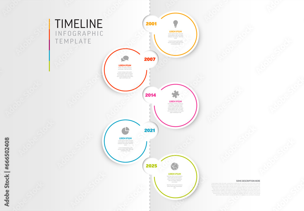 Simple light five steps vertical timeline infographic template made ...
