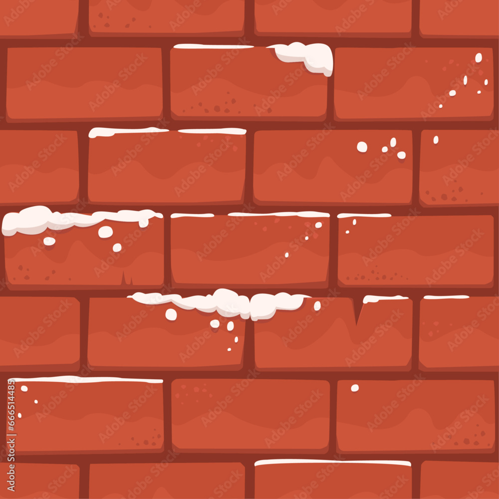 Christmas Brick Wall Covered in Snow, Seamless Vector Background ...