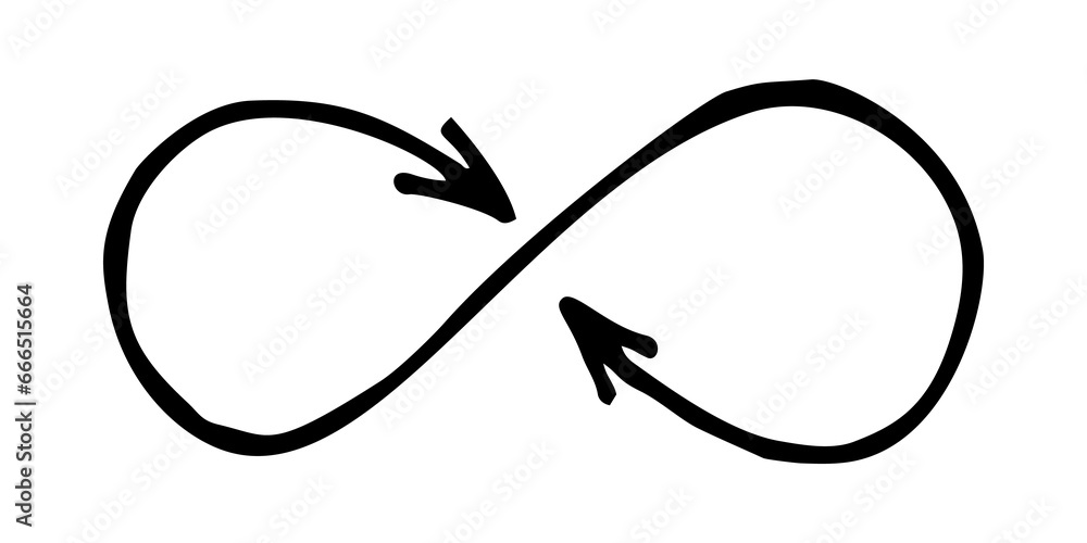 Infinity symbol hand drawn with ink brush. Thin line scribble icon ...