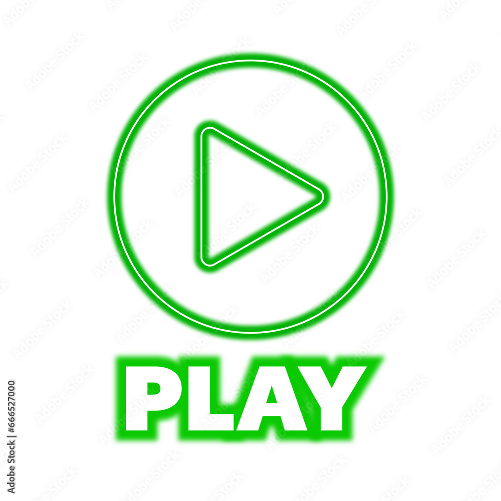 Neon green play button on transparent background Stock Illustration ...