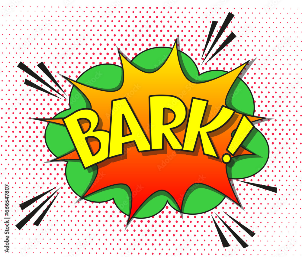 Comic lettering bark with red lips and an open mouth. Vector bright ...