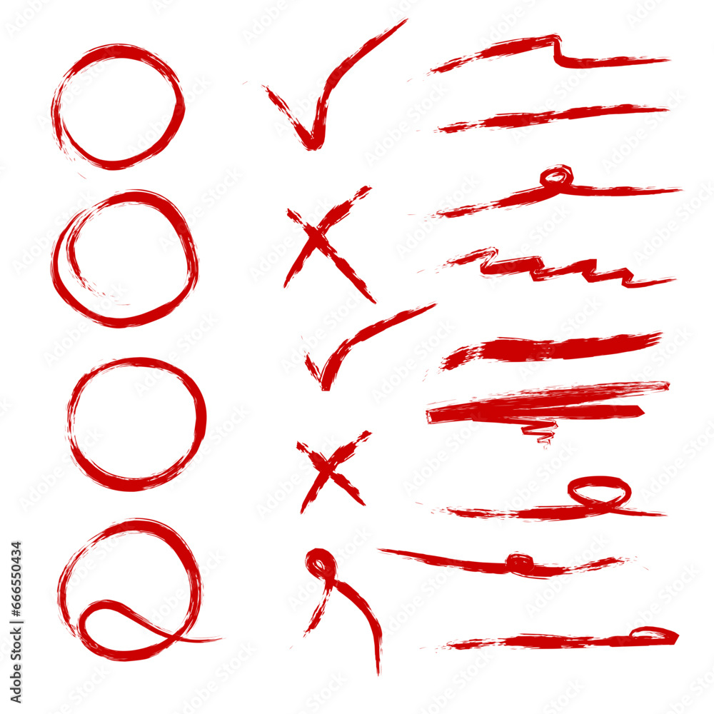 check mark, brush line and circle rectangle marker for highlight and ...