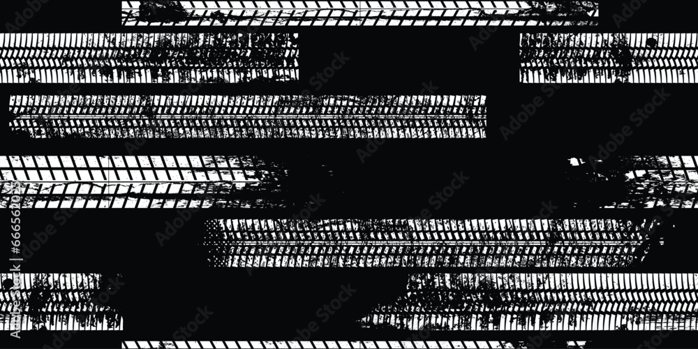 Tire track seamless pattern. Grange tread marks .Grunge textured vector ...
