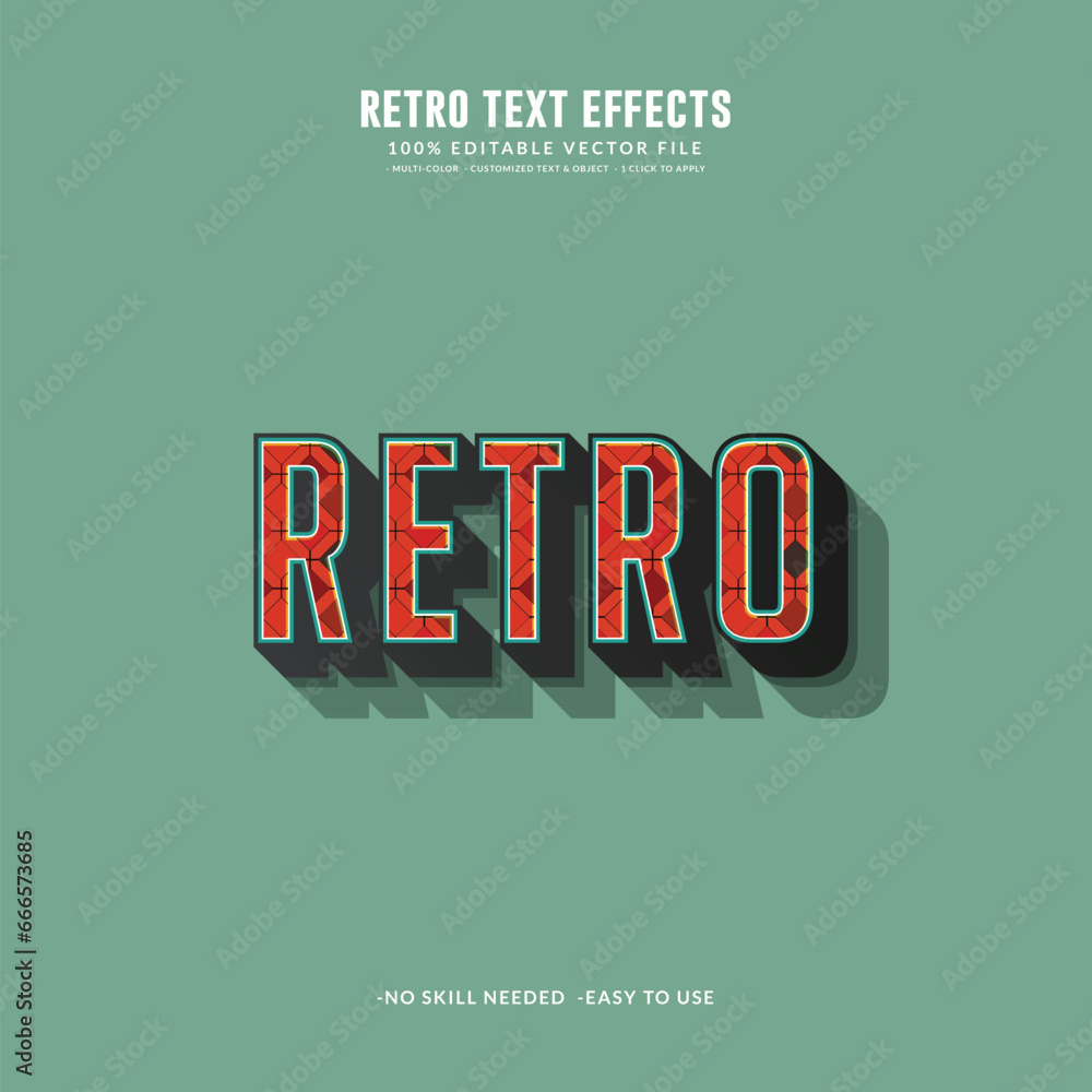 Editable Retro Text Effects 70s and 80s text style and vintage color ...