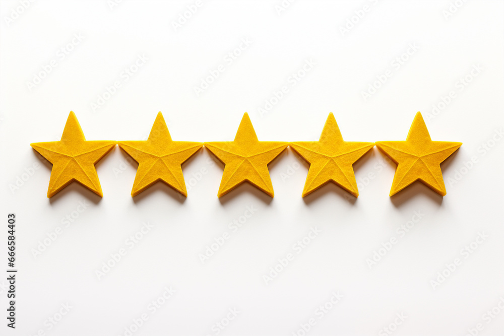 Five star, 5 Stars, Five Yellow stars isolated on copy space white ...