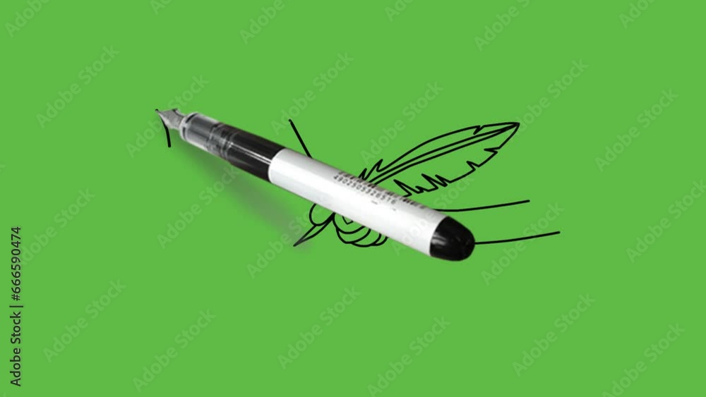 draw human hand and arm cover with shirt cuff hold feather like ...