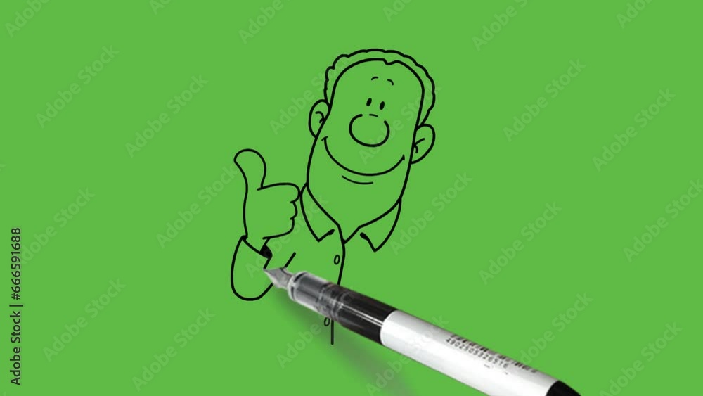 draw close view of young man with black hair show both thumb up like ...