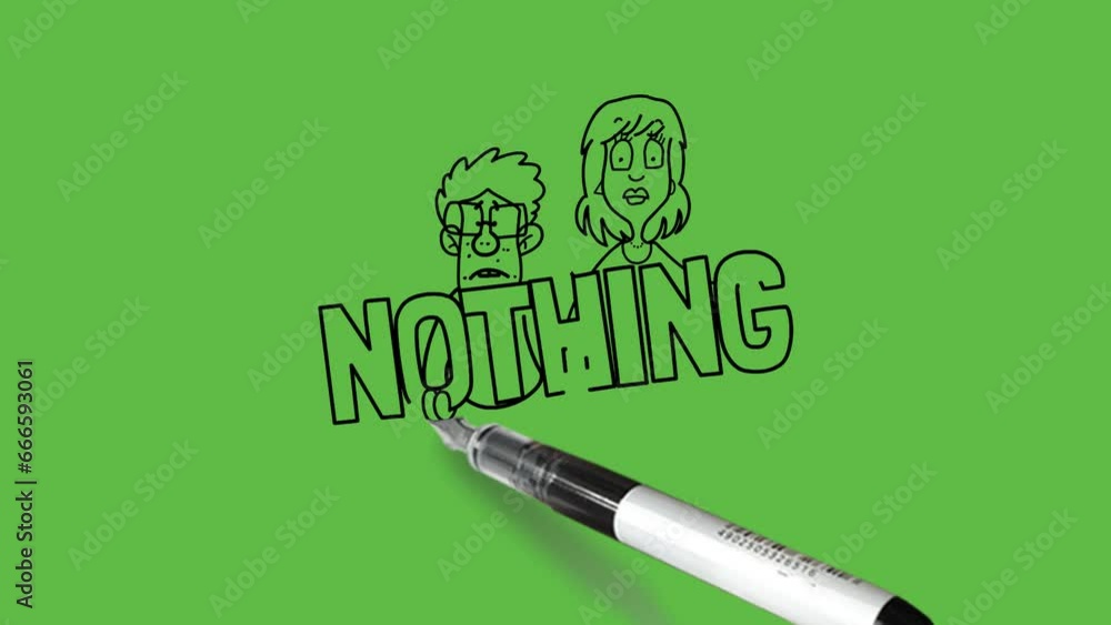 draw standing young man and woman hold banner of NOTHING together in ...