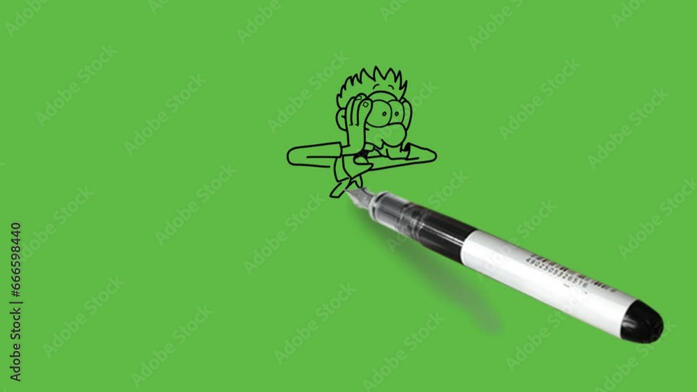 draw standing cartoon character angry young man lean forward keep his ...