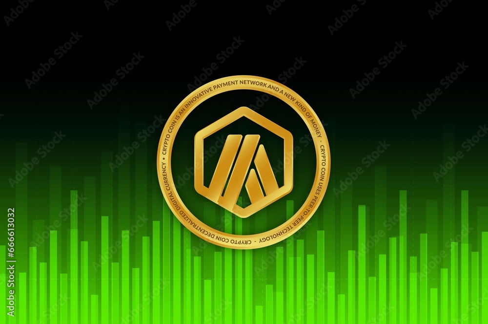 an image of the arbitrum-arb virtual currency on a digital background ...