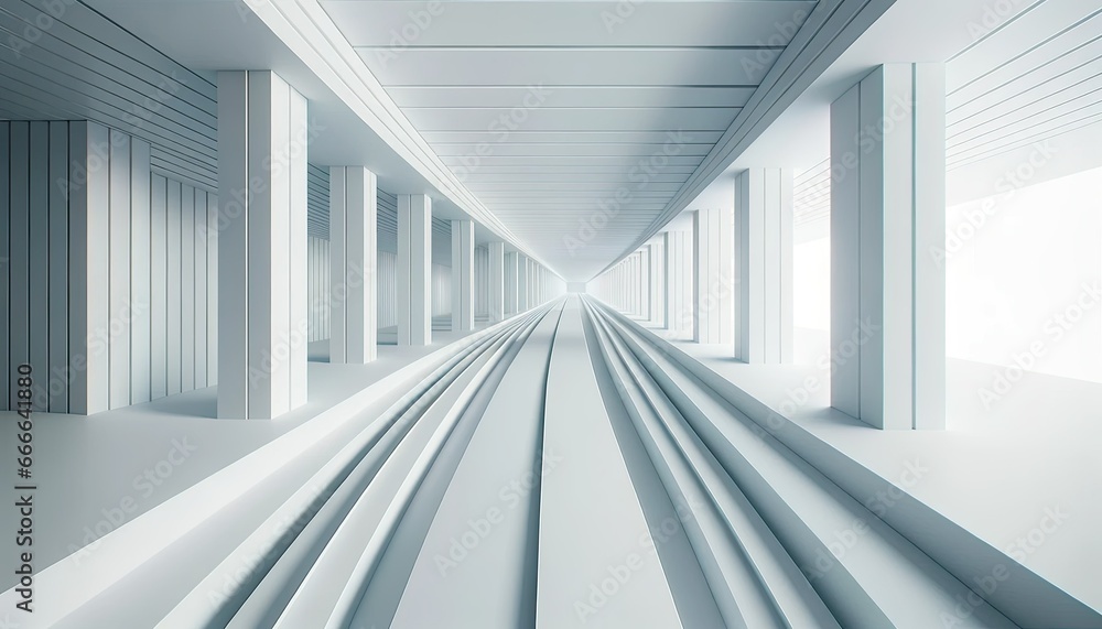Minimalist abstract architectural corridor, defined by straight lines ...