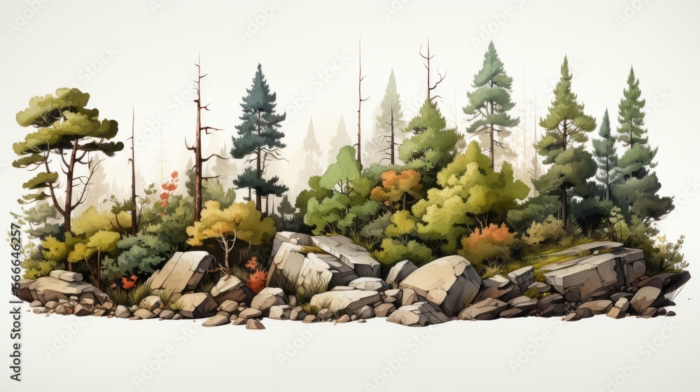 An untamed canvas of vibrant strokes brings to life a majestic spruce ...