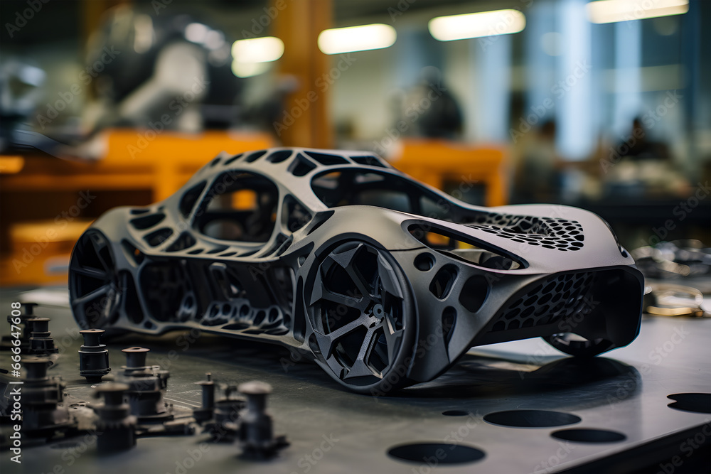 Meticulously crafted 3D-printed model car, symbolizing the innovative ...