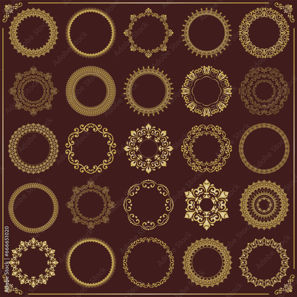 Vintage set of vector round elements. Different elements for design ...