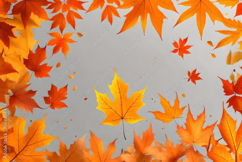 Realistic falling leaves. Autumn forest maple leaf in september season ...