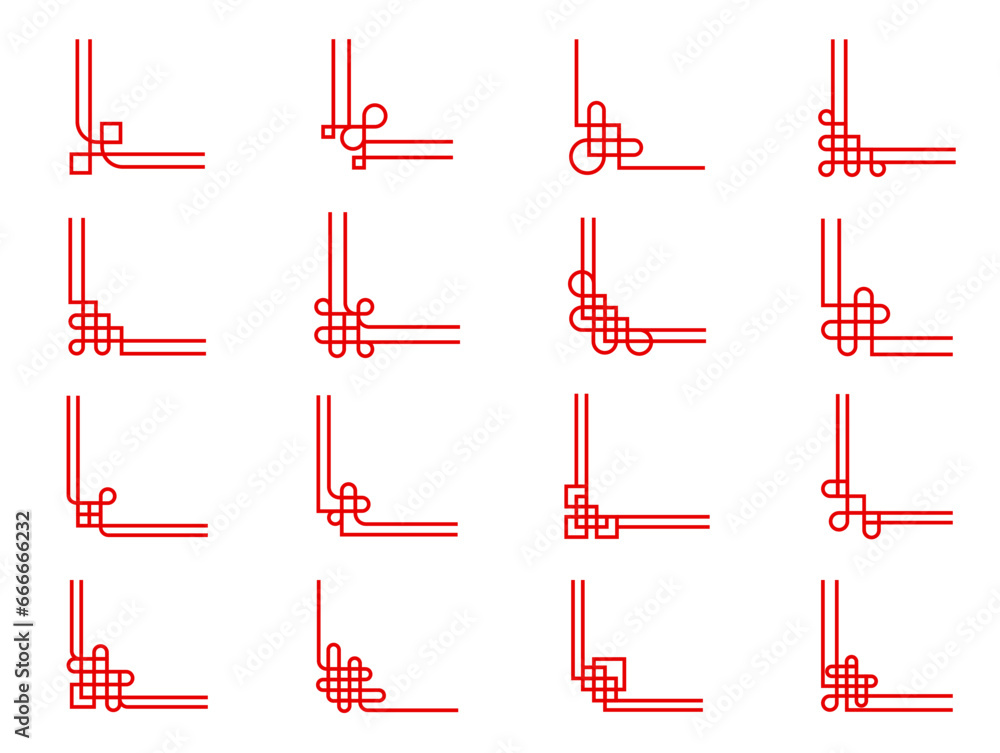 Red oriental chinese knot corners. Asian chinese, japanese, korean ...