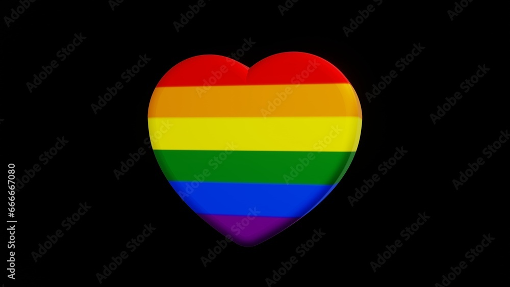 3d LGBT flag heart. Pride month video. Isolated black background ...