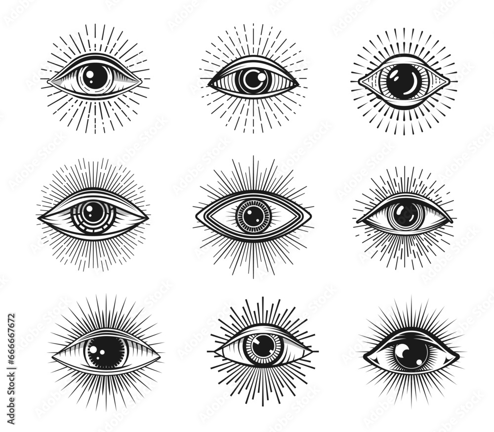 Mason tattoo, providence illuminati eyes. Esoteric occult symbols ...