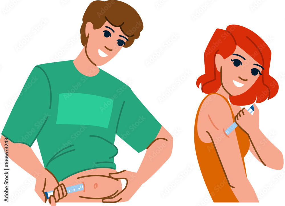 health Self Insulin Injections vector. disease treatment, glucose ...