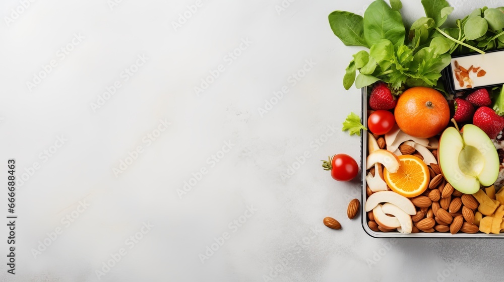 A healthy eating habits concept background layout with free text space ...
