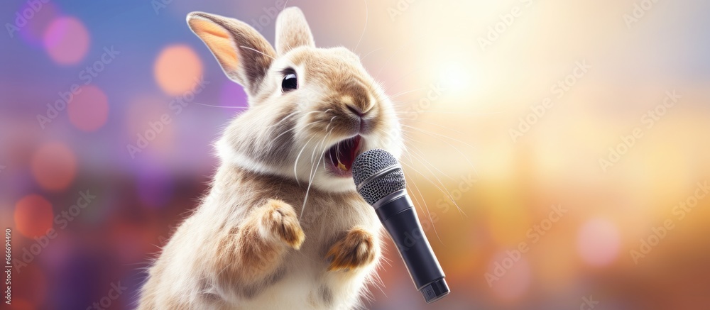 Superstar singing bunny, rabbit animals that sing into the microphone ...