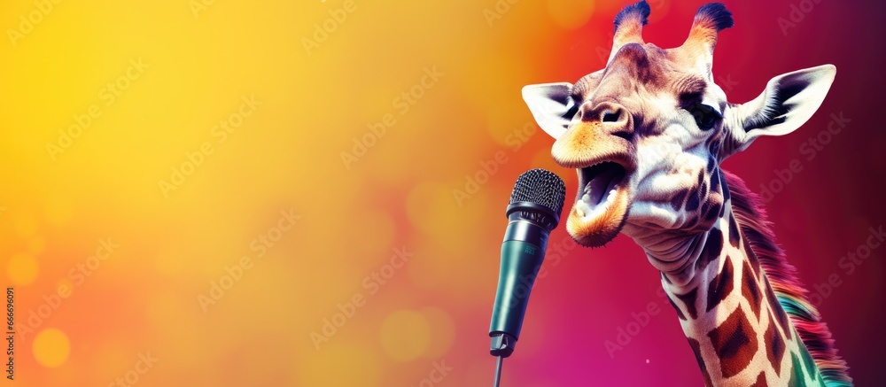 Superstar singing giraffe animals that sing into the microphone, with ...