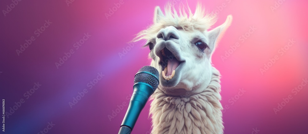 Superstar singing llama animals that sing into the microphone, with ...