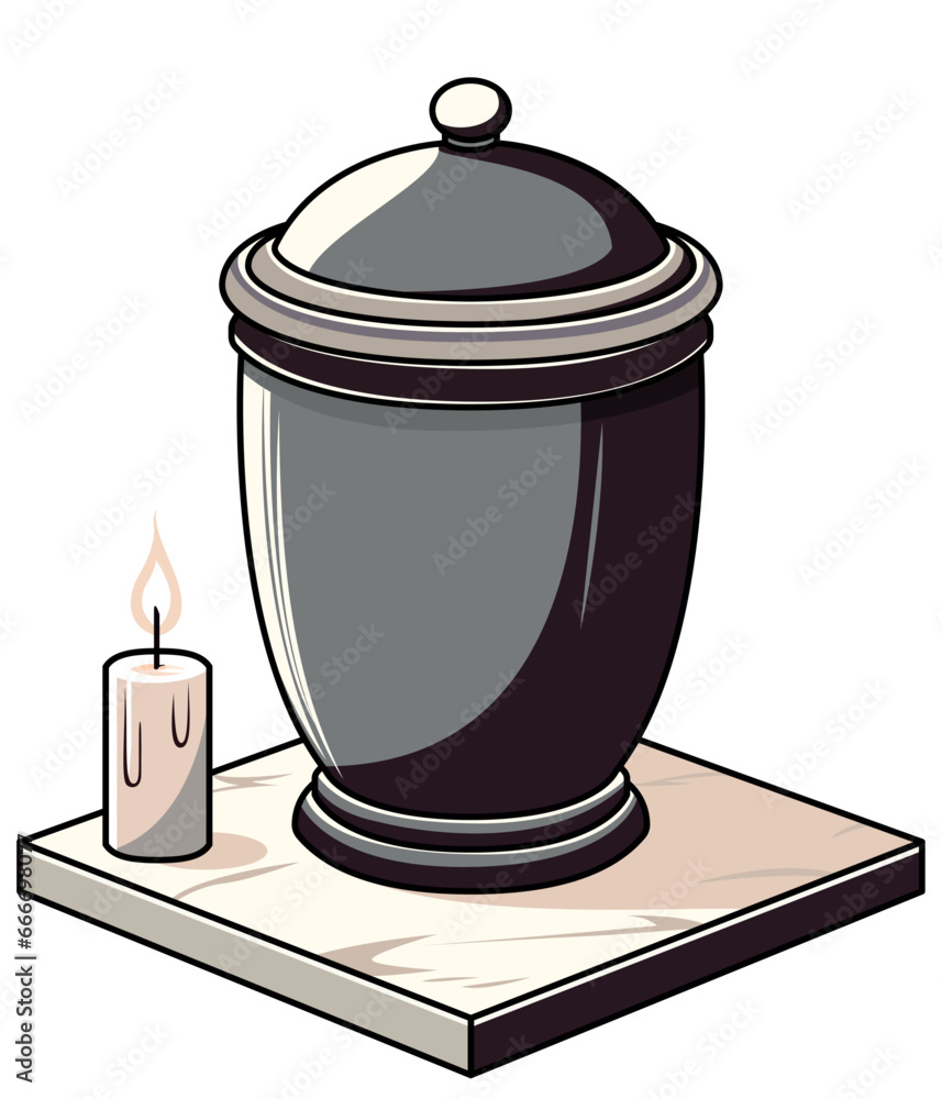 Funeral ash container with a smooth, ash pot matte finish and a simple ...