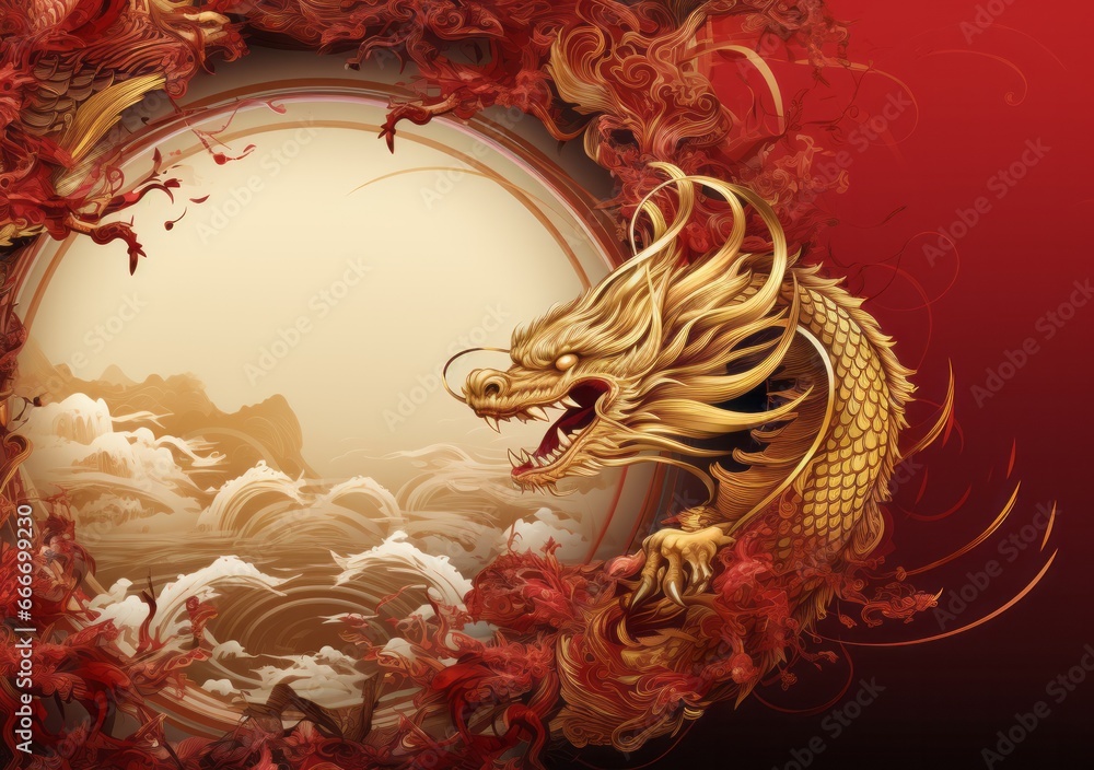 Red and Gold Chinese Dragon. The symbol of the year 2024 dragon Stock Illustration | Adobe Stock