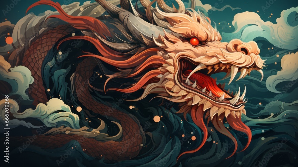 Red and Gold Chinese Dragon. The symbol of the year 2024 dragon Stock Illustration | Adobe Stock