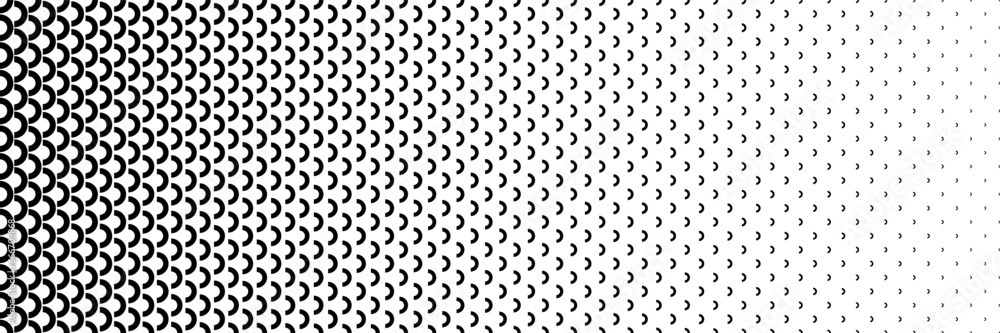 horizontal black halftone of semicircle design for pattern and ...