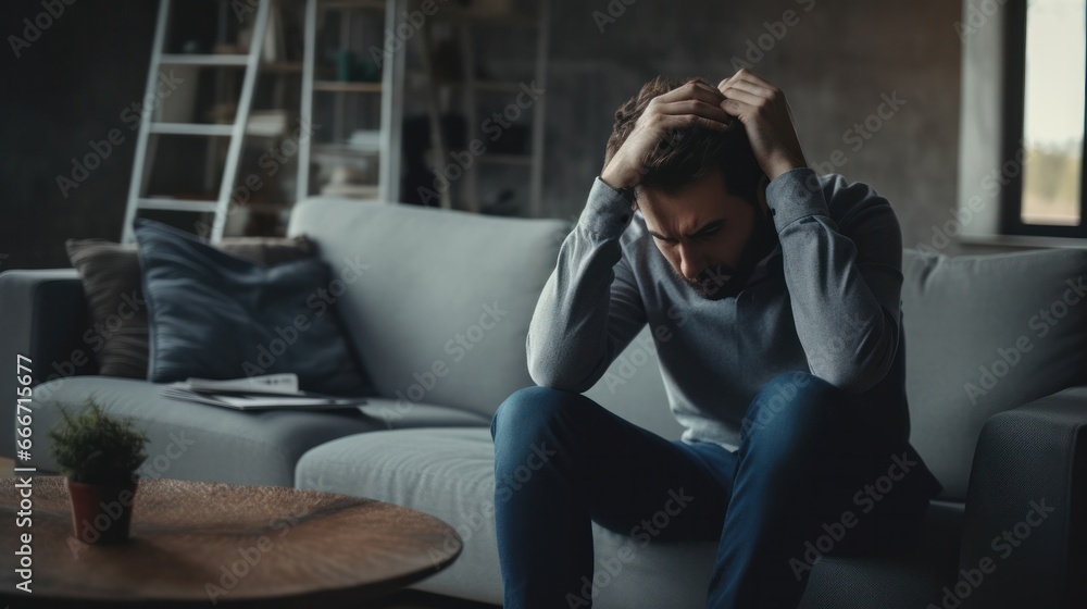 Depression and mental illness. Asian man disappoint, sad after receive ...