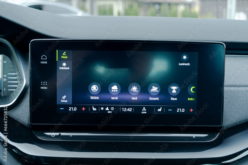 Cluj-Napoca, Cluj-Romania-03.11.2024 - Skoda Octavia 2021 navigation ...