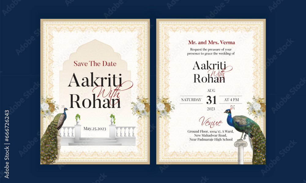Traditional Royal Wedding Invitation card design Stock Vector | Adobe Stock